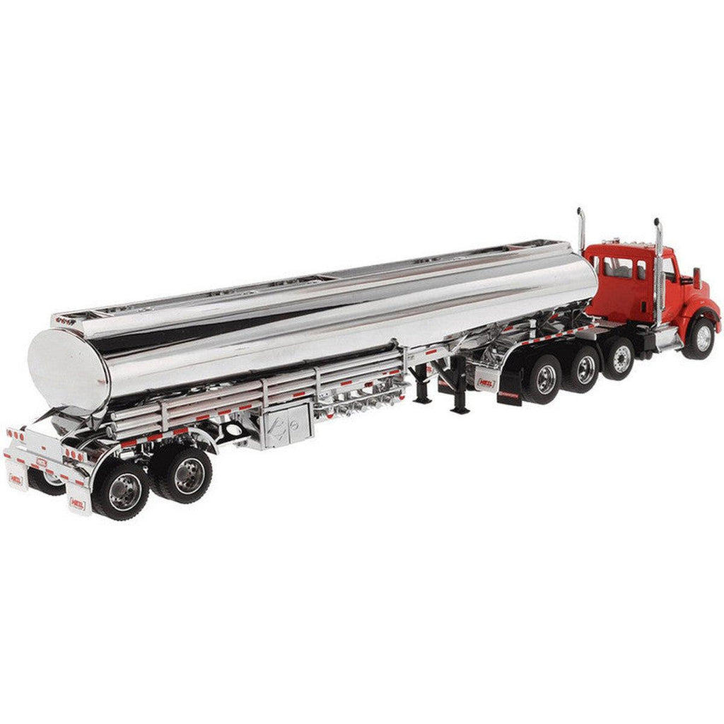1/50 Scale Red Kenworth T880 Toy Semi Truck With Petroleum Tanker