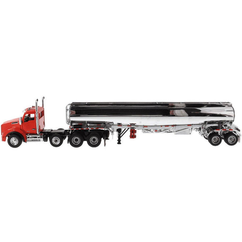 1/50 Scale Red Kenworth T880 Toy Semi Truck With Petroleum Tanker